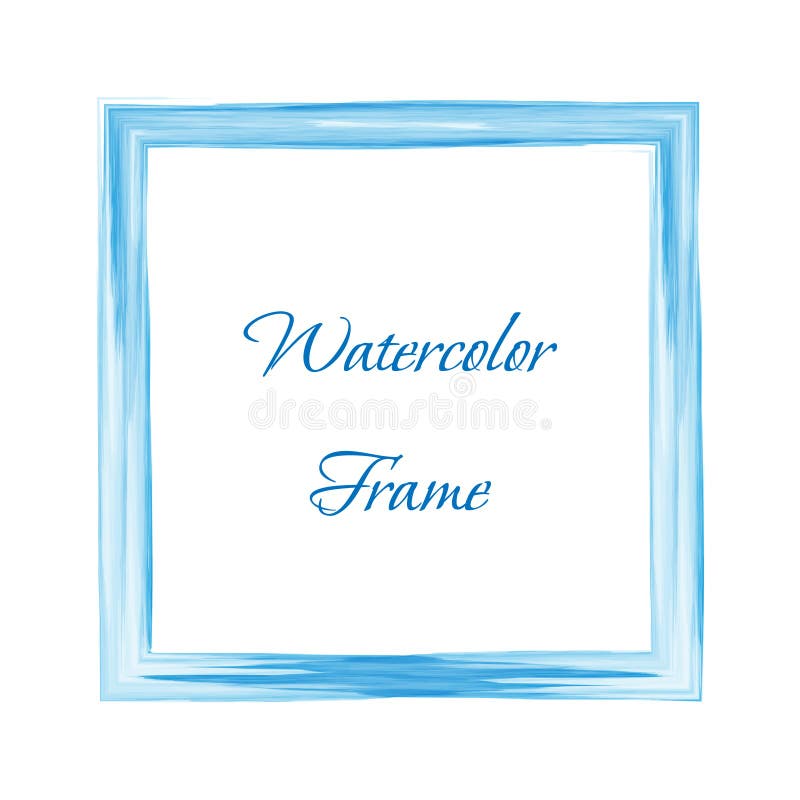 Square Blue Watercolor Frame for Postcards, Banners, Posters and ...