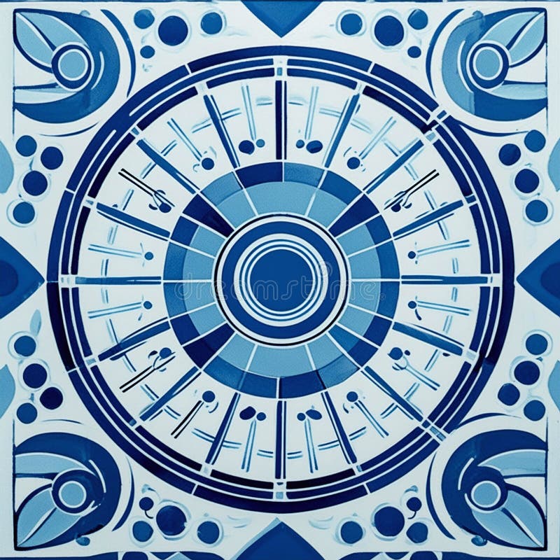 A Square Blue and White Ceramic Tile with a Floral Pattern Stock ...