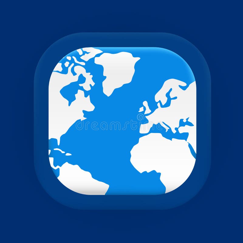 Square blue world map icon stock vector. Illustration of creative ...