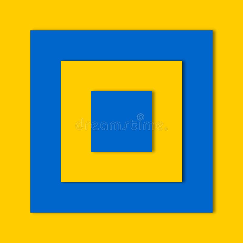 Blue and Yellow Squares Cast a Shadow, Creating a Paper Art Style ...