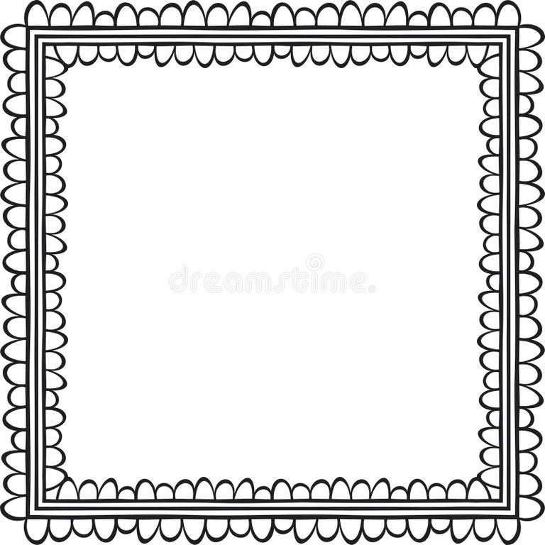 Square Border with Curved Lines Around a Frame Stock Illustration ...