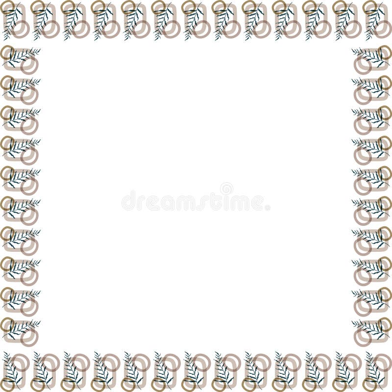Square Border Frame Template with Flourish Decoration. Plant Branches ...