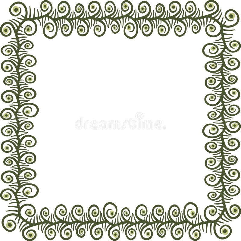 Square Border with Tangled Schematic Floral Motifs Stock Illustration ...
