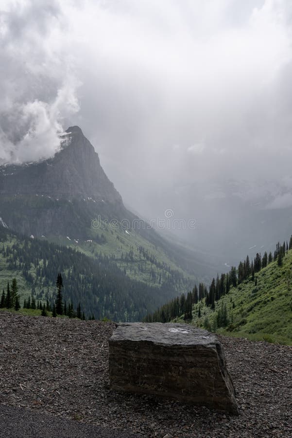 Square Boulder and Rainy Valley Stock Image - Image of outdoor, light ...