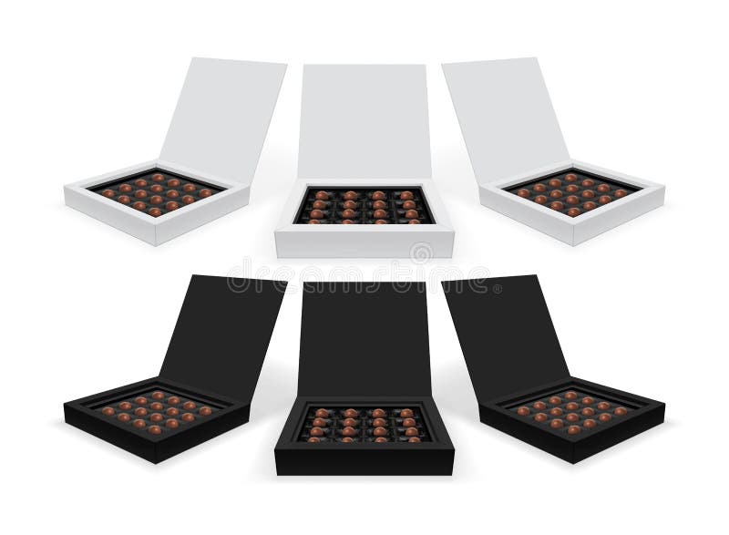 Square Box with Chocolates Isolated on White Background Vector Stock ...