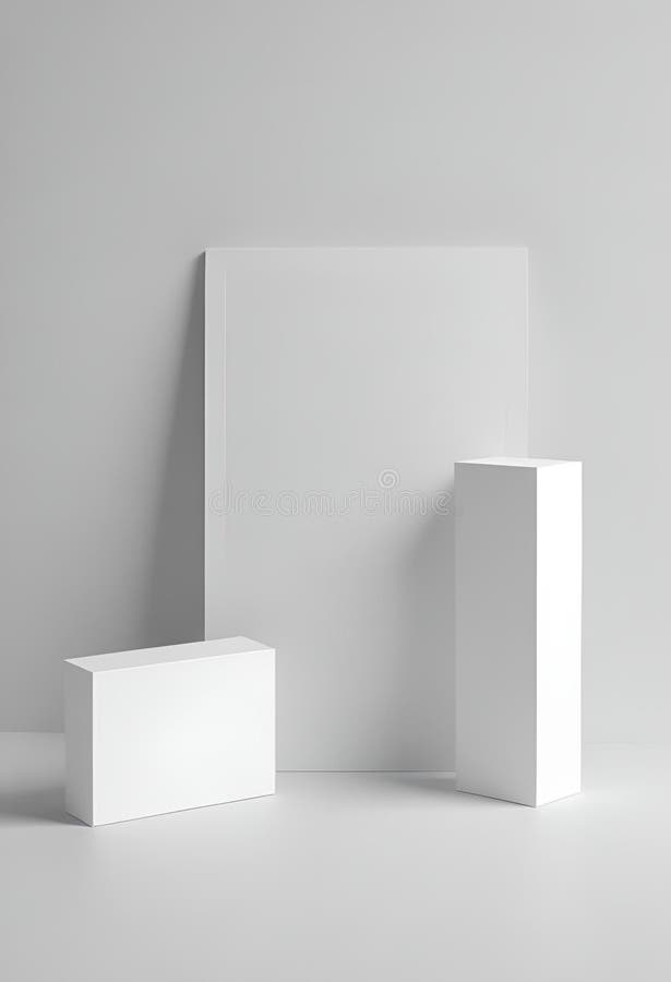 A Square Box in an Empty Room with Another One in the Corner Stock ...