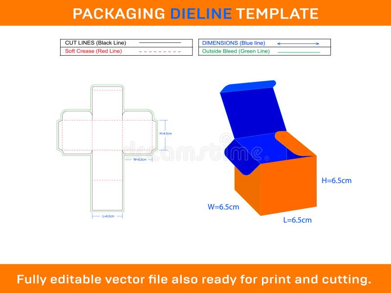 Square Box, Gift Box, Storage Box Dieline Template Stock Vector ...