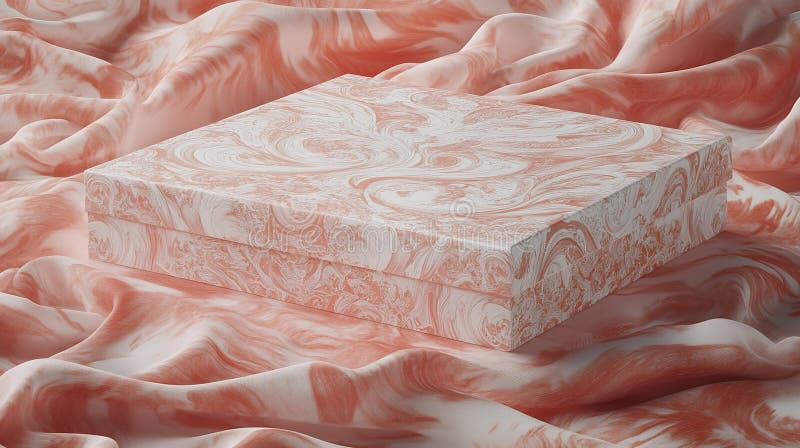 A Square Box with a Marbled Pattern Sitting on Top of a Draped Fabric ...