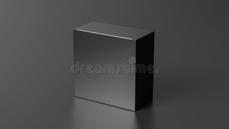 Square Box Mock Up. Black Gift Box on Black Background Stock Image ...