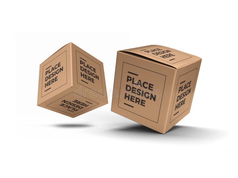 Square Box Packaging 3D Illustration Mockup Scene Stock Illustration ...