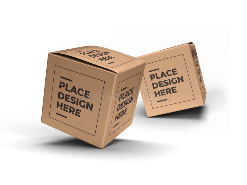 Square Box Packaging 3D Illustration Mockup Scene Stock Illustration ...