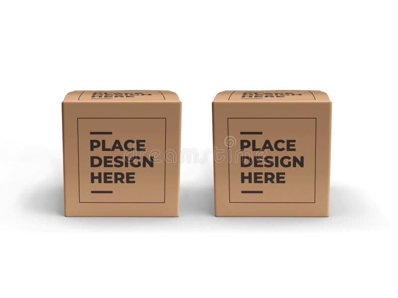 Square Box Packaging 3D Illustration Mockup Scene Stock Illustration ...