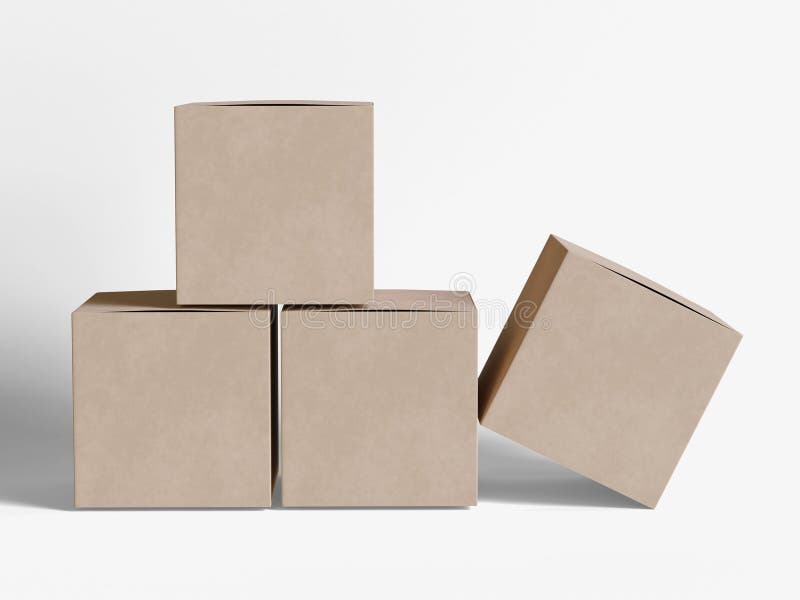 Square Box Packaging White Color and Background Cardboard Paper with ...