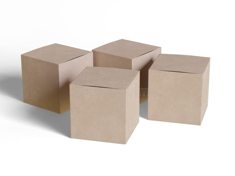 Square Box Packaging White Color and Background Cardboard Paper with ...