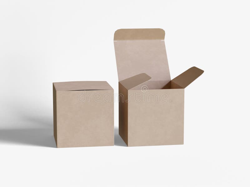 Square Box Packaging White Color and Background Cardboard Paper with ...