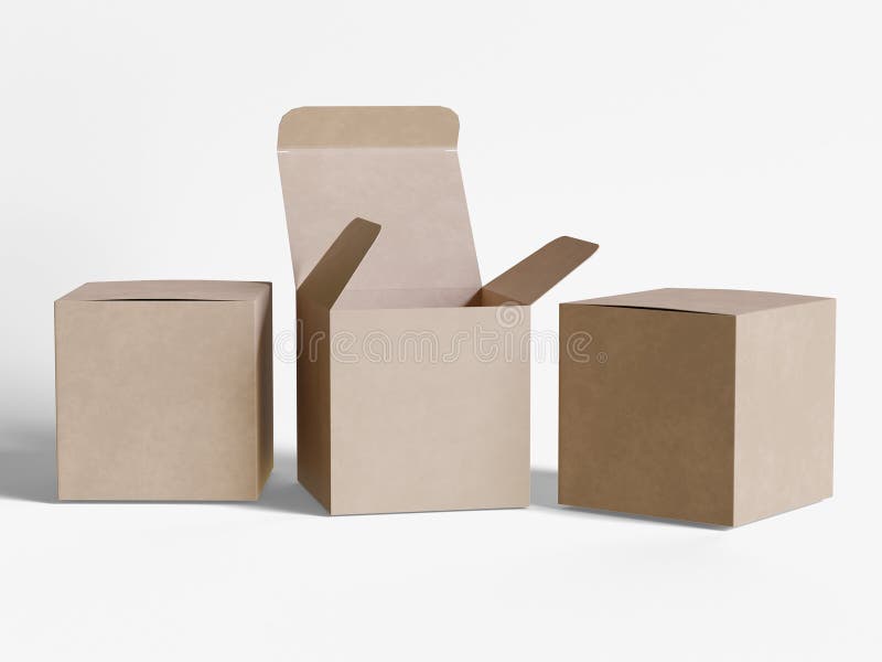Square Box Packaging White Color and Background Cardboard Paper with ...