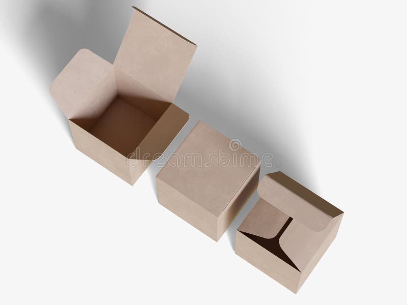 Square Box Packaging White Color and Background Cardboard Paper with ...