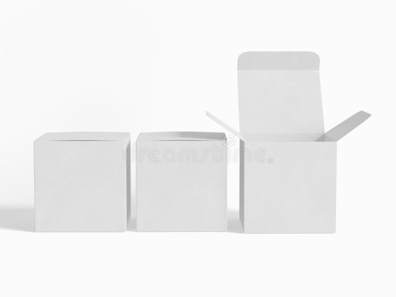 Square Box Packaging White Color and Background Cardboard Paper with ...