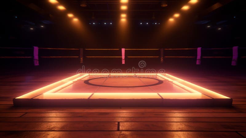 Square Boxing Ring with Illumination by Spotlights,generated with AI ...