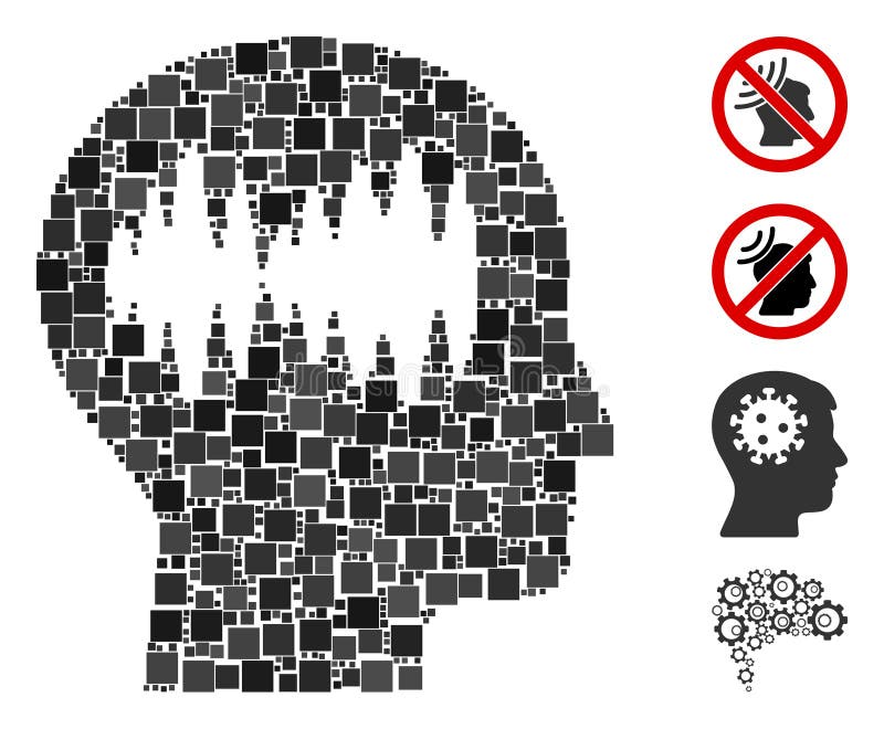 Square Brain Waves Icon Vector Mosaic Stock Vector - Illustration of ...