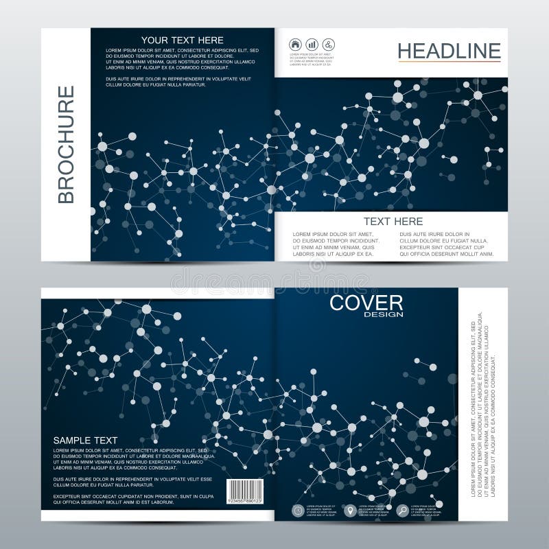 Square Brochure Template with Molecular Structure. Geometric Abstract ...