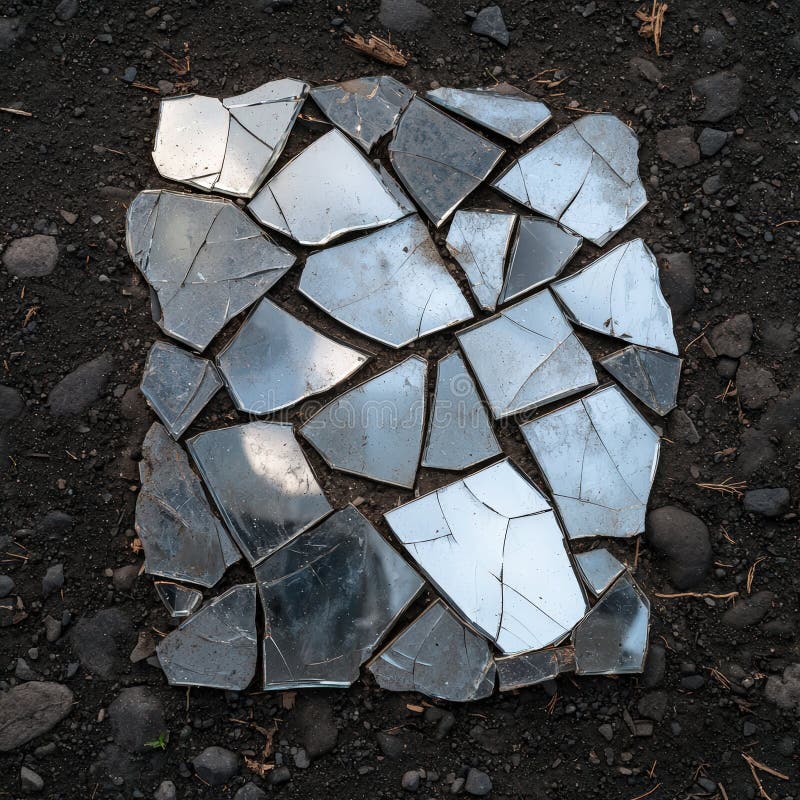 A Square of Broken Mirror Shards on Dark Ground. Stock Illustration ...