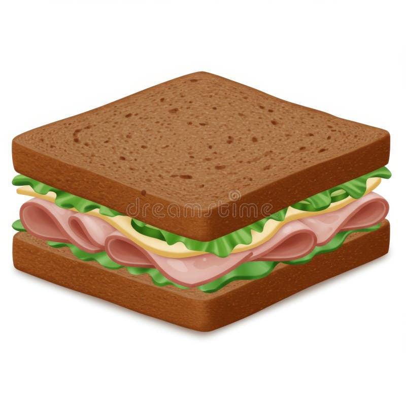 Square Brown Bread Ham and Cheese Sandwich Stock Illustration ...