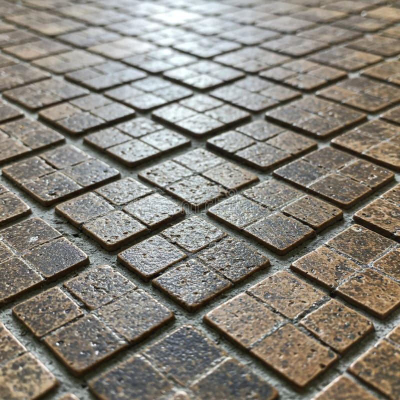 Square Brown Ceramic Tiles Arranged in a Grid Pattern Cover a Flat ...