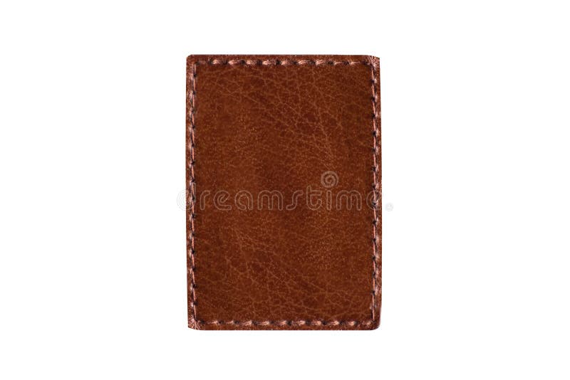Square Brown Piece of Leather with Stitching Isolated on White ...