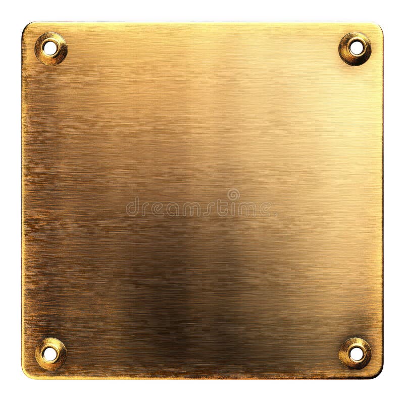 Square Brushed Gold Metal Plate Isolated on Transparent Background ...
