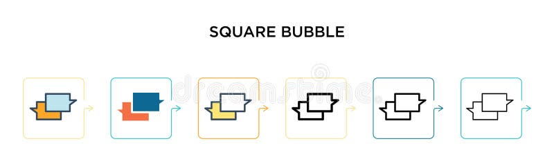 Square Bubble Vector Icon in 6 Different Modern Styles. Black, Two ...