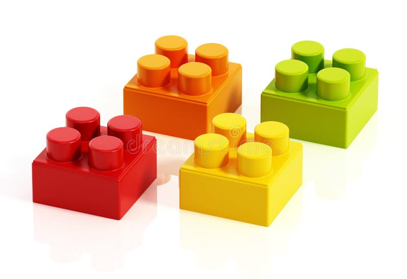 Square Building Blocks Isolated on White Background. 3D Illustration ...