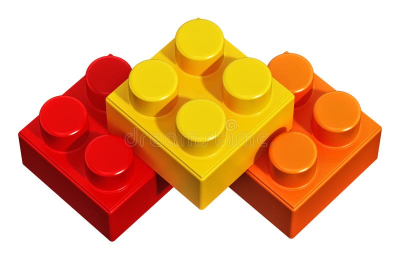 Square Building Blocks Isolated on White Background. 3D Illustration ...