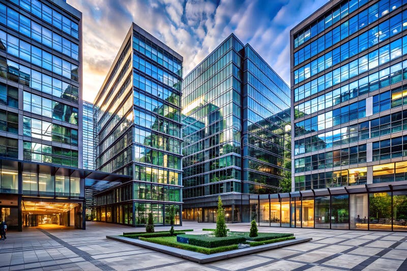 Square Buildings Urban Glass Construction Technology Stock Illustration ...