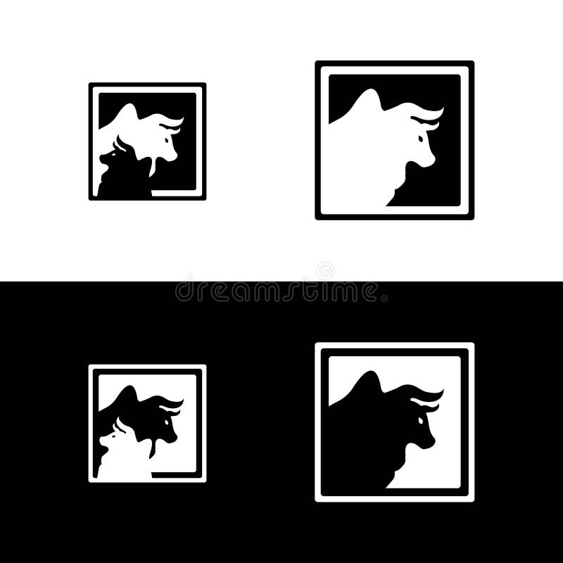 Square Bull Animal Vector Logo Template Stock Vector - Illustration of ...