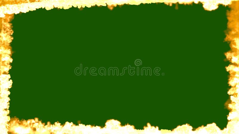 Square Burning Fire Screen Frame on Green Chromakey, Isolated - Object ...