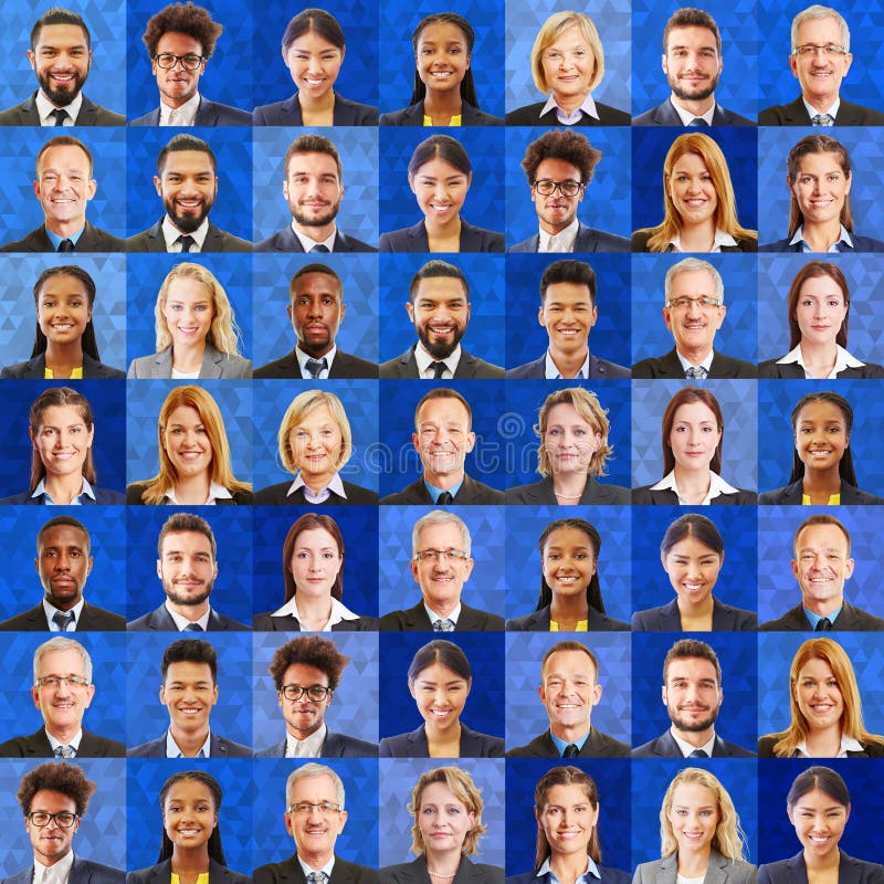 Many Portraits of Business People As International Team Stock Photo ...