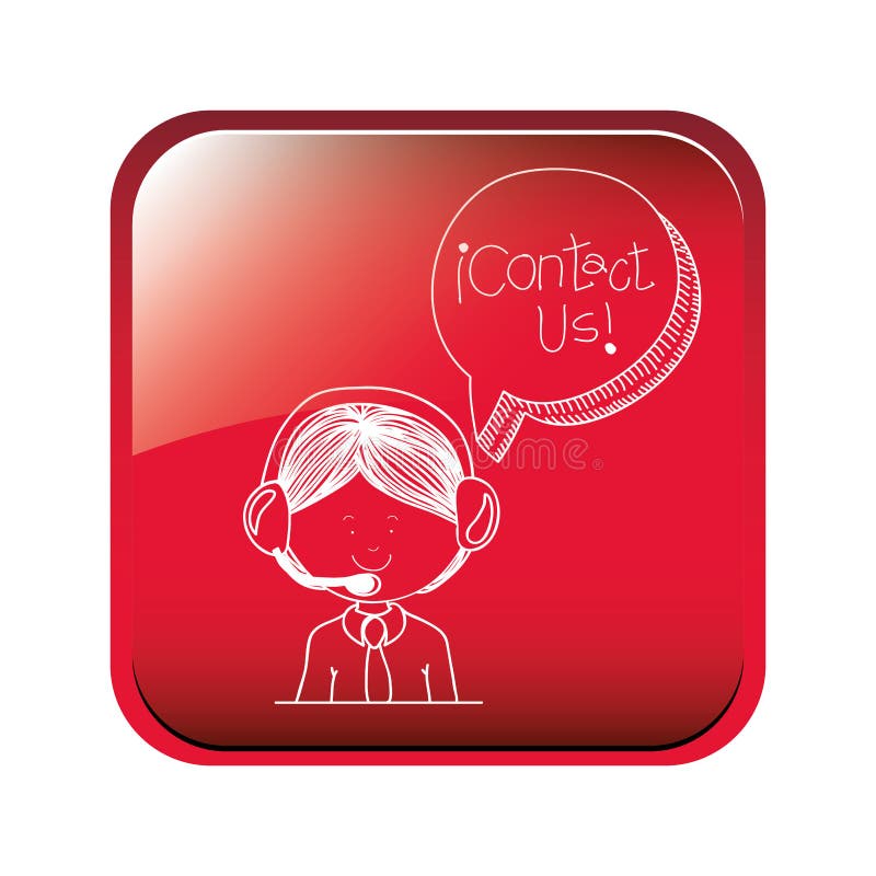Square Button Call Center Operator with Balloon Dialogue Stock Vector ...