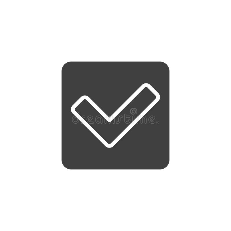 Square Button with Check Mark Vector Icon Stock Vector - Illustration ...