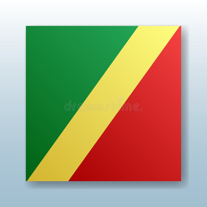 Square Button with the National Flag of Congo with the Reflection of ...