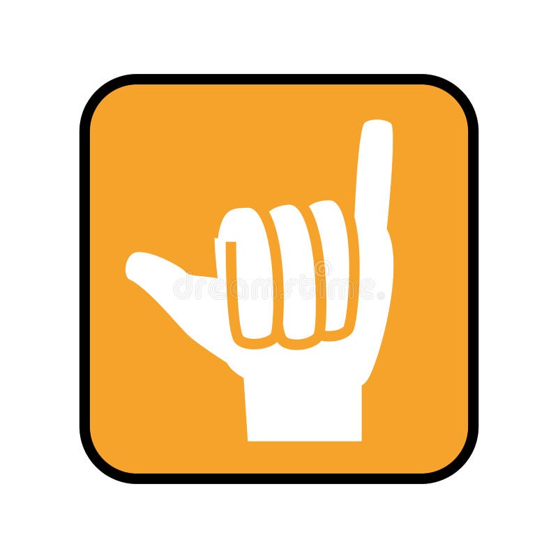 Square Button with Open Hand in Shaka Signal Stock Vector ...