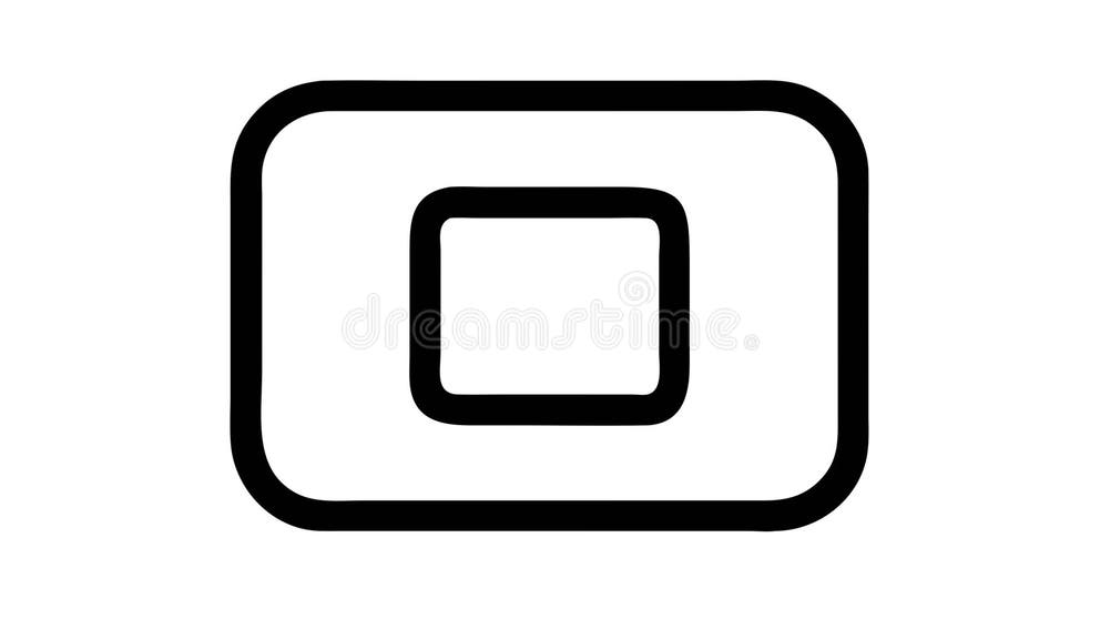 Square Button Outline Icon UI Element Frame Basketball Backboard Simple ...