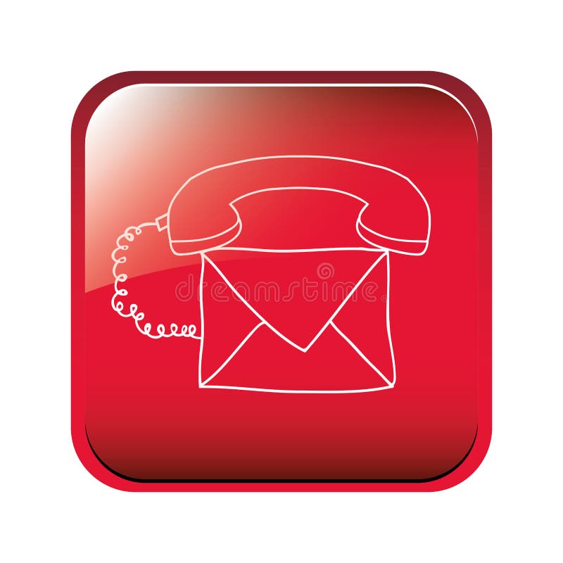 Square Button with Phone in Envelope Shape Stock Vector - Illustration ...