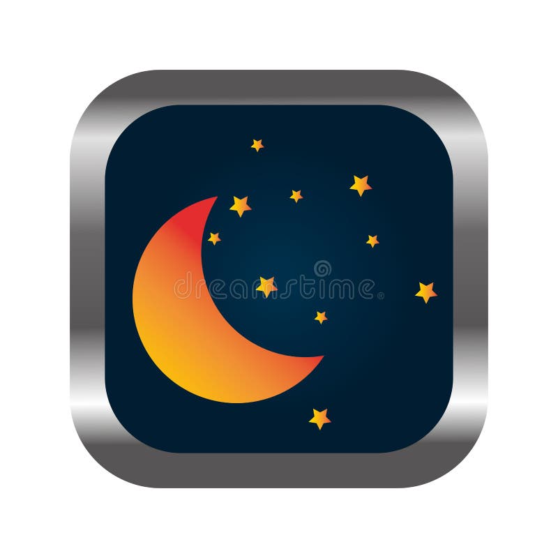 Square Button with Relief with Moon and Stars Stock Vector ...