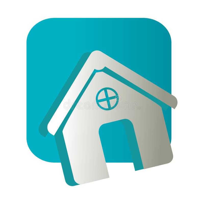 Square Button and Simple Facade House Icon Design Stock Vector ...