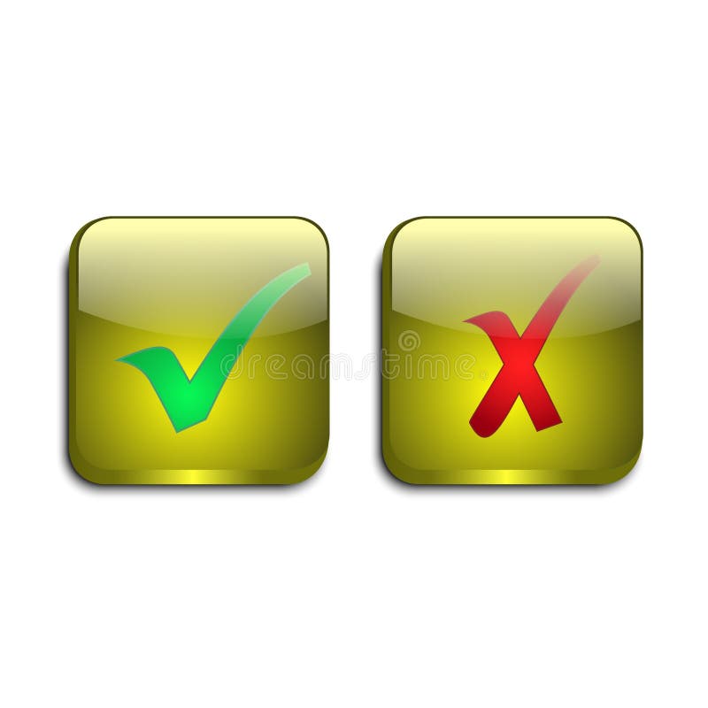 Square button yes and no stock vector. Illustration of correct - 45816322