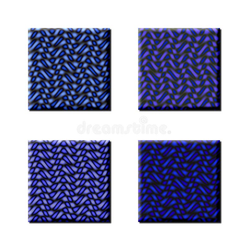 Square Buttons with Blue-coloured Random Patterns Stock Illustration ...