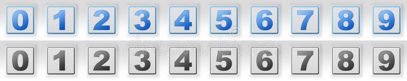 Square Buttons Digits Set Blue and Black Stock Illustration ...