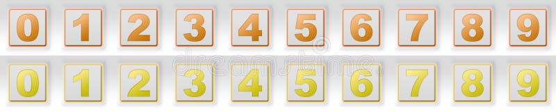 Square Buttons Digits Set Yellow and Orange Stock Illustration ...