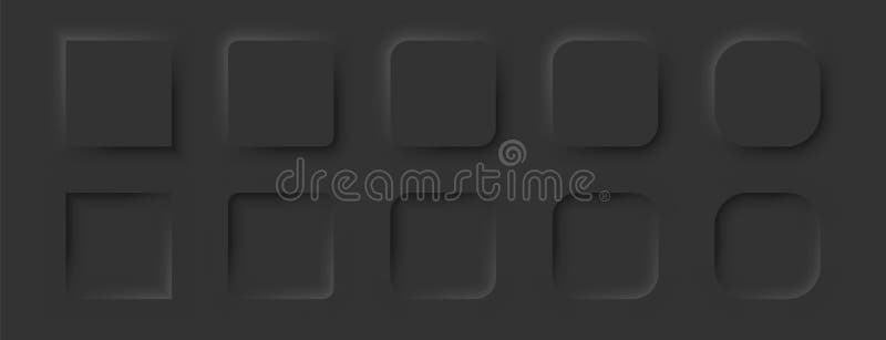 Square Buttons in a Neomorphic Style. a Set of User Interface Design ...